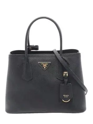 Prada Saffiano Cuir Double Satchel - Black