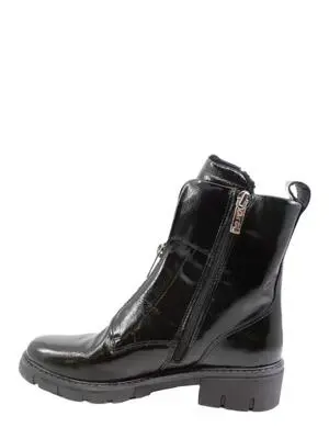 ARA Patent-finish Zip-front Ankle Boots - Black