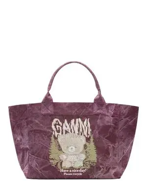 GANNI GANNI Graphic-Print Tote Bag Pink