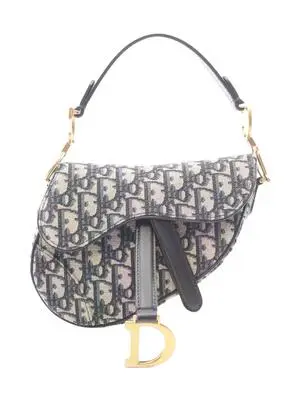 Dior Oblique Canvas Saddle Bag Satchel - Blue