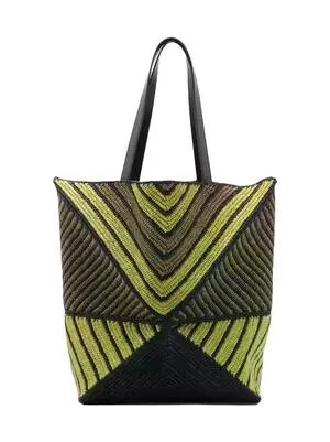 Loewe Loewe Raffia Puzzle Fold XL Tote Bag Green