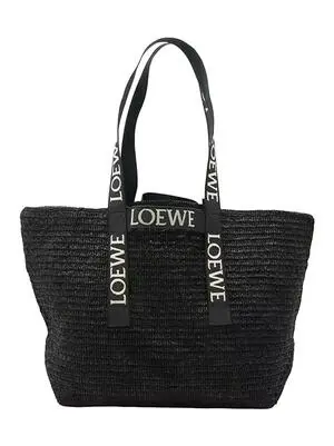 Loewe Raffia Fold Shopper Tote Bag - Black