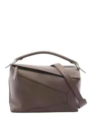 Loewe Loewe Calfskin Puzzle Edge Satchel Brown