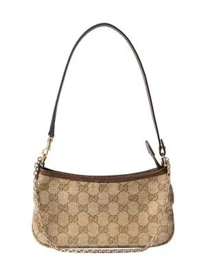 Gucci Gossip Crystal Small Shoulder Bag, Beige, Gg Canvas Beige