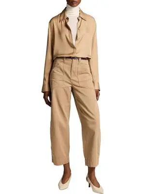 Vince Washed Cotton Twill Mid-rise Utility Pant - Carmello