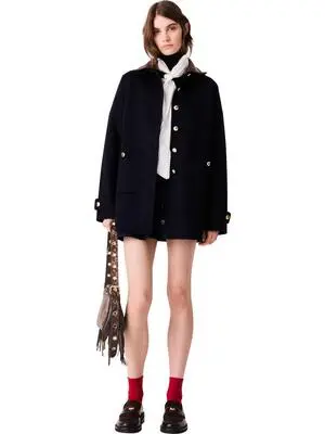 Maje Double-faced Mid-length Coat - Navy