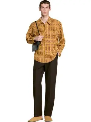 Sandro Shirt With Velvet Flocking - Mustard