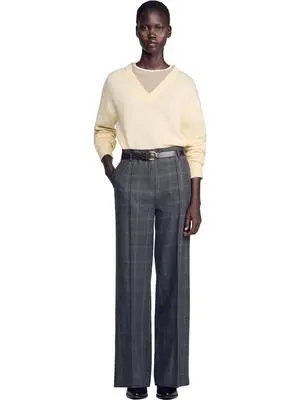 Sandro Checked Straight-leg Trousers - Grey