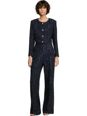 Sandro Decorative Tweed Trousers - Blue
