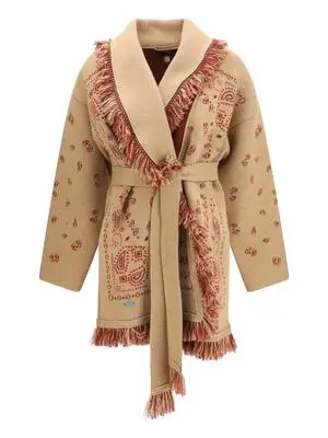 Alanui Alanui Icon Jacquard Cardigan With Belt Brown