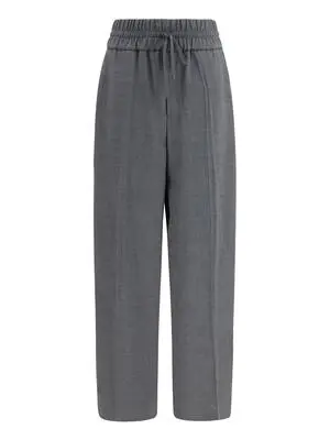 AMI Paris Wool Pants With Elasticated Waist - Grey