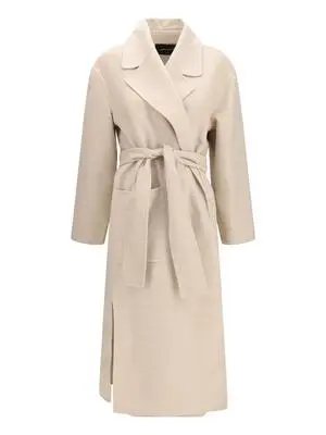 Fabiana Filippi Belted Double Wool Coat - Beige