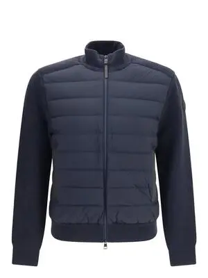 Moncler Zip-up Padded Wool And Cashmere Blend Cardigan - Blue