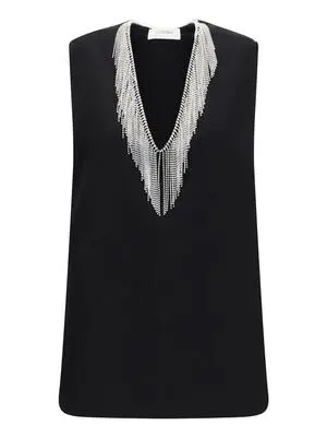 Max Mara Faglia V-neck Top With Crystals - Black