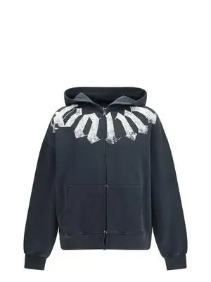 Palm Angels Hooded Zip Sweatshirt - Black