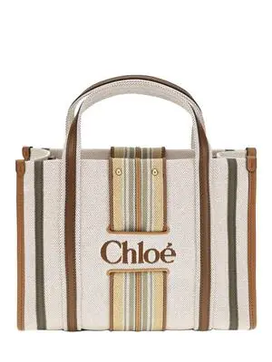 Chloé Small Woody Loop Canvas Tote Bag Beige