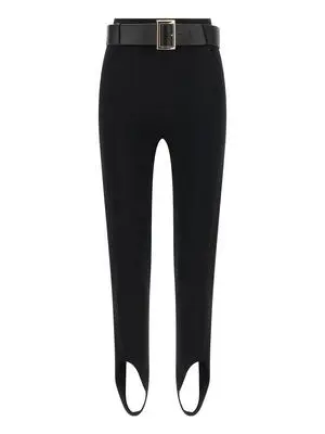 SELF-PORTRAIT Stretch Jersey Leggings With Belt Feale - Black