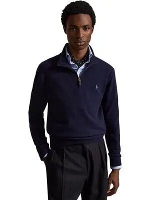 Polo Ralph Lauren Quarter Zip Merino Wool Sweater Hunter Navy