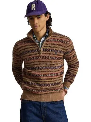Polo Ralph Lauren Fair Isle Wool Stand Collar Zip Sweater - Multi Combo