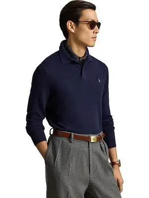 Polo Ralph Lauren Knit Wool Polo Collar Logo Sweater - Hunter Navy