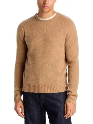 Polo Ralph Lauren Suede Elbow Patch Wool Blend Crewneck Sweater - Crouton Tan Heather