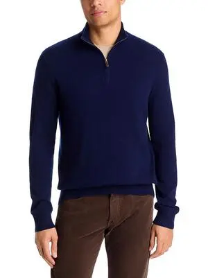 Polo Ralph Lauren Cashmere Stand Collar Zip Sweater - Hunter Navy