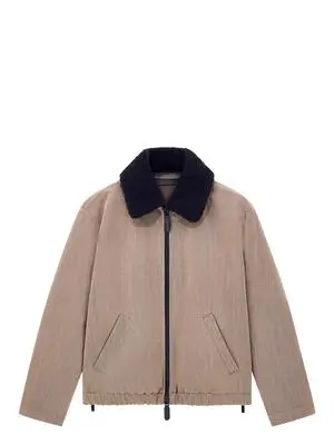 Giorgio Armani Mouliné Virgin Wool Regular Fit Blouson Jacket - Brown