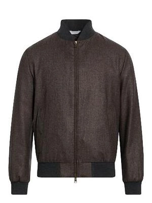 Boglioli Virgin Wool Glen Plaid Bomber Jacket - Brown