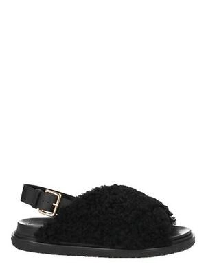 Marni Shearling Slingback Sandals - Black