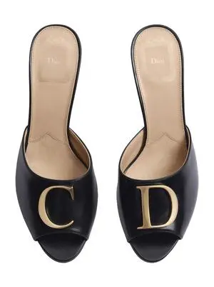 Dior Lambskin Initials Heel Sandal - Black