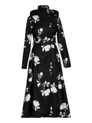 RAINSISTERS Floral Double-breasted Coat - Black