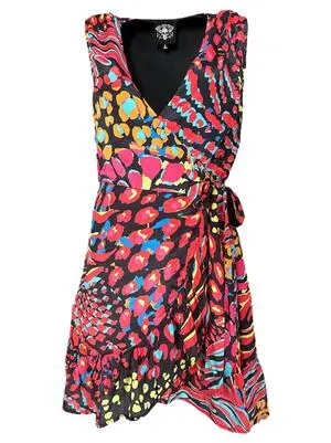 ANY OLD IRON Neon Animal Wrap Dress - Black/red