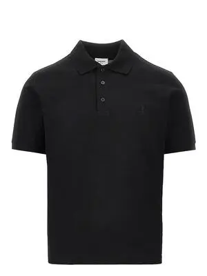 Saint Laurent Caandre Embroidery Boxy Polo Hirt - Black