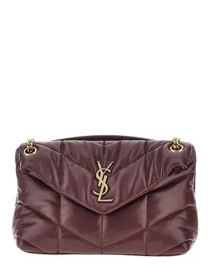 Saint Laurent SAINT LAURENT Leather Small Loulou Puffer Bag Red