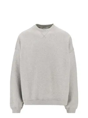 GOLDEN GOOSE Cotton Weathirt With Bouclé Fabric Logo - Grey