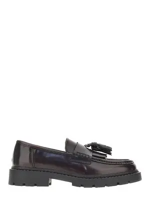 BIANCO Leather Tassel Loafers - Red