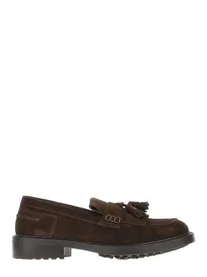 JUAN LACARCEL BY CALCE Suede Leather Loafers With Tassels - Brown