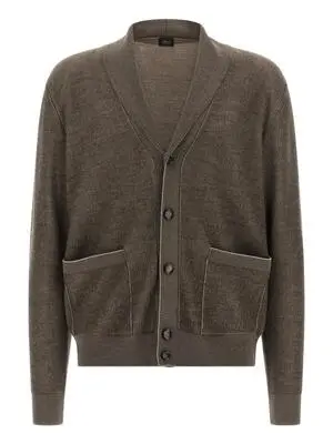 Brioni Shawl Neck Cardigan - Brown