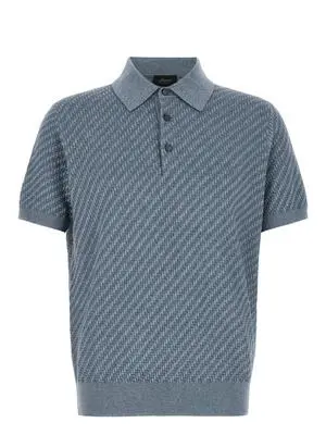 Brioni Trama' Weaving Polo - Blue