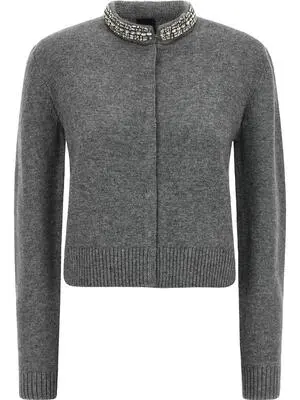 Pinko Jewel Collar Cardigan - Gray