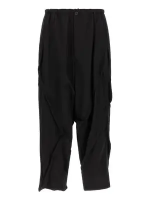 Yohji Yamamoto Random Tuck Wool Trousers - Black