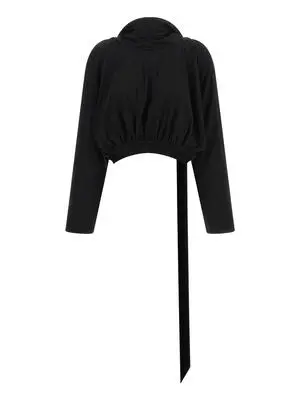 Rick Owens Cropped Hooded Top - Black