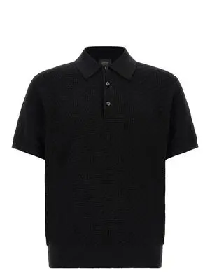 Brioni Trama' Weaving Polo - Black