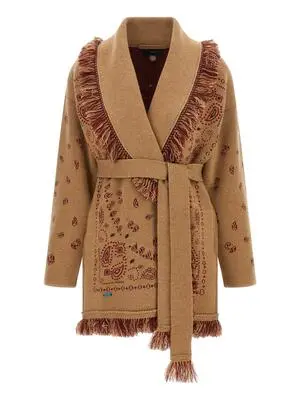Alanui Bandana Jacquard Cashmere Cardigan - Beige