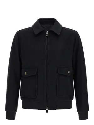 Pal Zileri Wool Cloth Bomber Jacket - Black