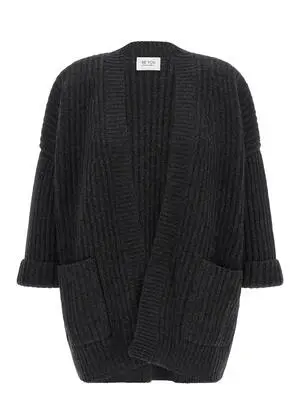 BE YOU Cashmere Ribbed Cardigan - Gray