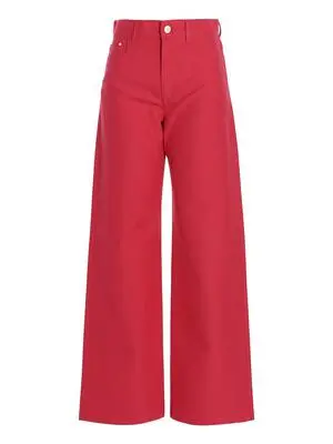 WANDLER Cotton Flare Pants - Fuchsia