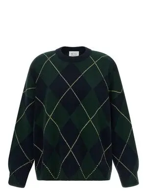 BE YOU Diamond-shaped Cashmere Crew Neck Sweater - Multi
