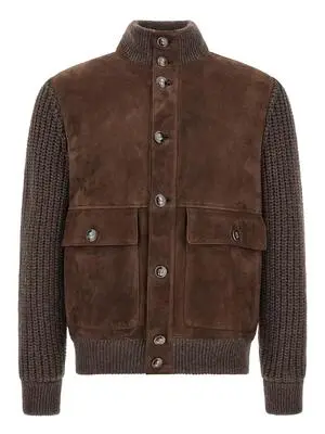 Brunello Cucinelli Suede Insert Jacket - Brown