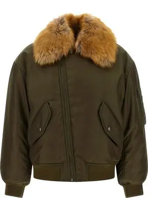 SAINT LAURENT SAINT LAURENT Removable Shearling Collar Bomber Jacket